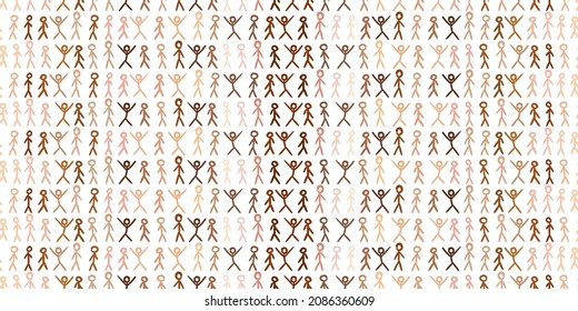 Many Stick Figures Organized Lines Seamless Stock Vector (Royalty Free ...