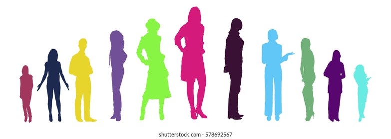 Many Vector Silhouettes Many People Stock Vector (Royalty Free ...