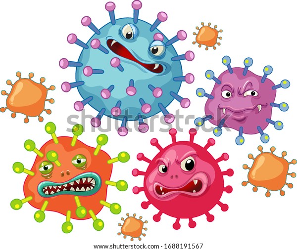 Many Virus Cells Scary Face On Stock Vector (Royalty Free) 1688191567 ...