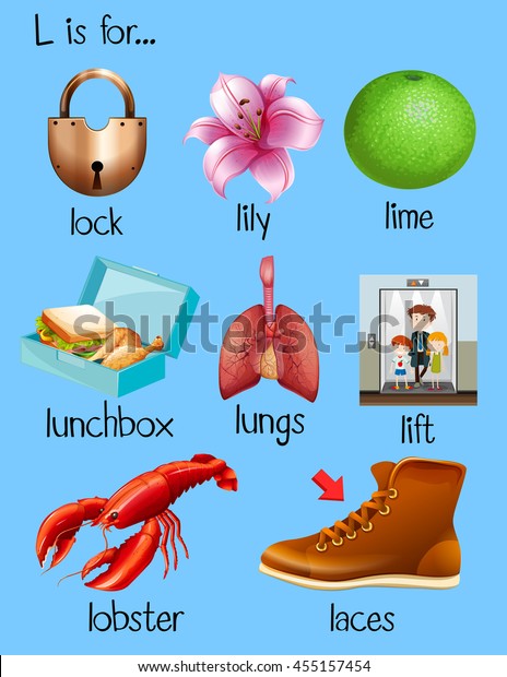 Many Words Begin Letter L Illustration 스톡 벡터(로열티 프리) 455157454 ...