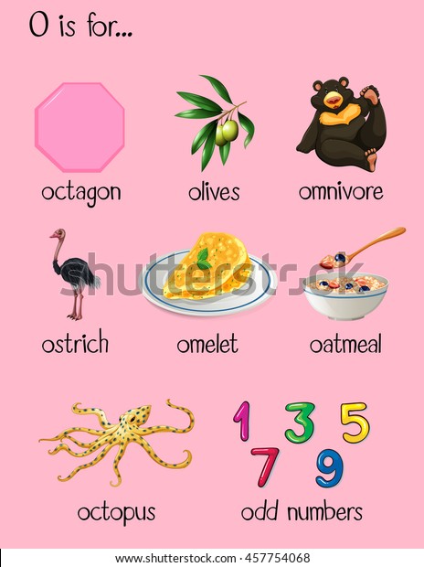 Many Words Begin Letter O Illustration: เวกเตอร์สต็อก (ปลอดค่าลิขสิทธิ์ ...