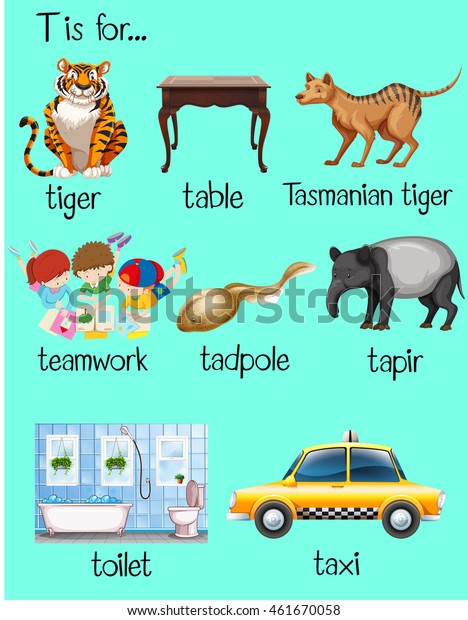 Many Words Begin Letter T Illustration Stock Vector (Royalty Free ...