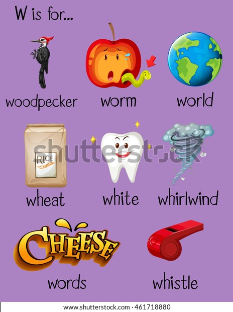 Many Words Begin Letter W Illustration: vector de stock (libre de ...