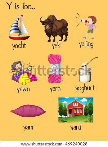 Many Words Begin Letter Y Illustration Stock Vector (Royalty Free ...