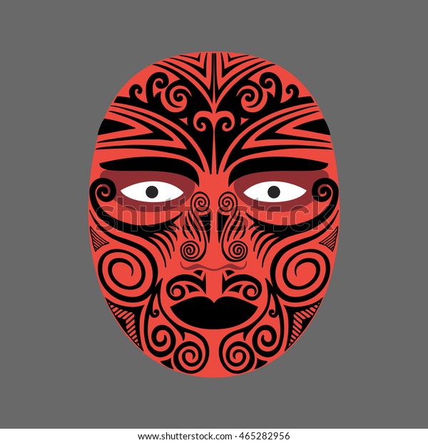 Maori Mask Aborigine Vector Illustration 스톡 벡터(로열티 프리) 465282956