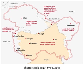 Map About Division Jammu Kashmir 스톡 벡터(로열티 프리) 698403145 | Shutterstock