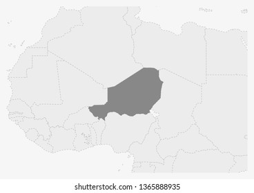 Map Africa Highlighted Niger Map Gray Stock Vector (Royalty Free ...