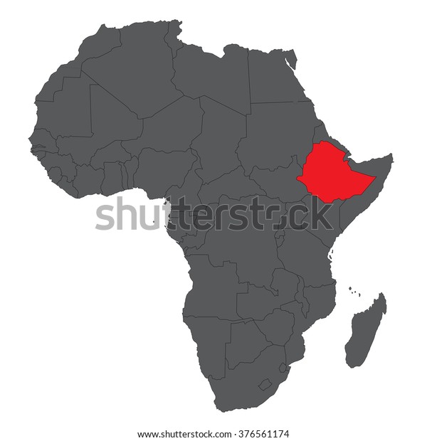 Map Africa On Gray Red Ethiopia Stock Vector (Royalty Free) 376561174 ...