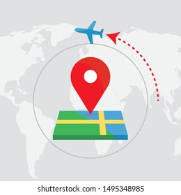 Map Airplane Location Icon Global Background Stock Vector (Royalty Free ...