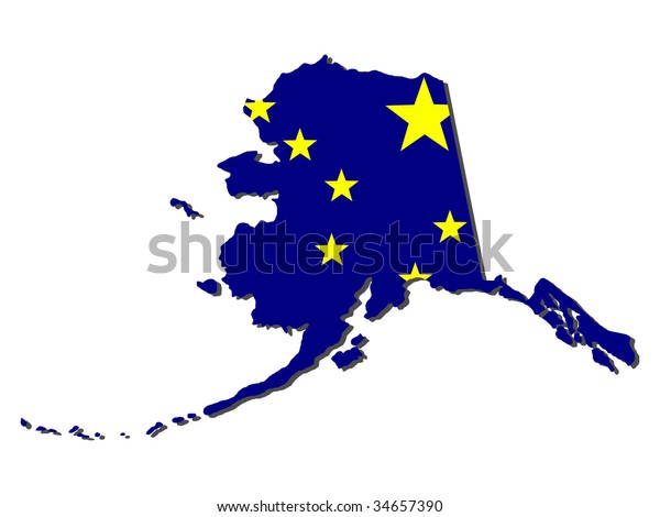 Map Alaska State Flag Illustration Stock Vector (Royalty Free) 34657390