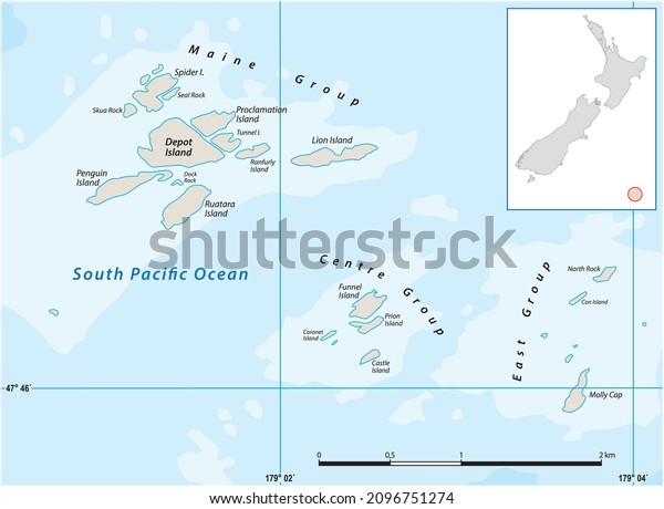 Map Archipelago Bounty Islands New Zealand Stock Vector (Royalty Free ...