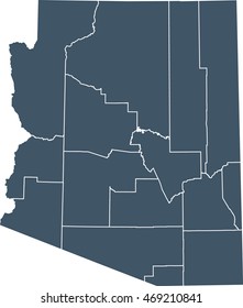 Vektor Stok Arizona County Map Vector Outline Illustration (Tanpa ...