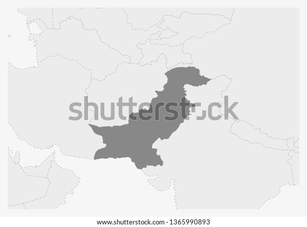 Map Asia Highlighted Pakistan Map Gray: เวกเตอร์สต็อก (ปลอดค่าลิขสิทธิ์ ...