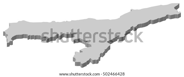 Map Assam India 3dillustration Stock Vector (Royalty Free) 502466428