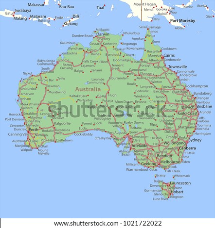 Map Australia Shows Country Borders Place Stock Vector (Royalty Free ...