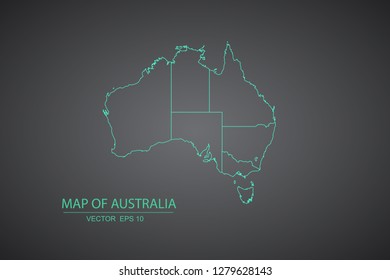 Map Australiagreen Map On Dark Background Stock Vector (Royalty Free ...
