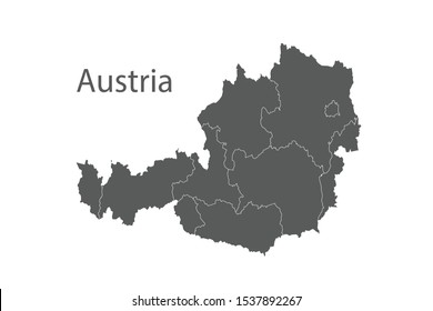 Map Austria Isolated On White Background Stock Vector (Royalty Free ...