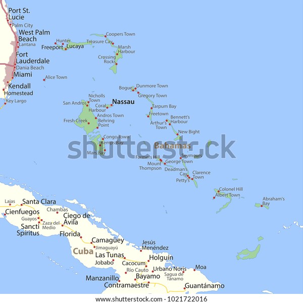 Map Bahamas Shows Country Borders Urban Stock Vector (Royalty Free ...