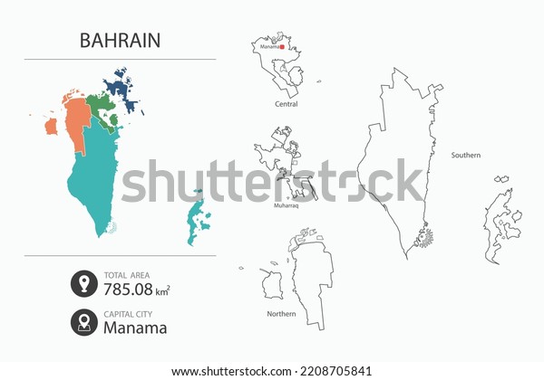 Map Bahrain Detailed Country Map Map Stock Vector (Royalty Free ...