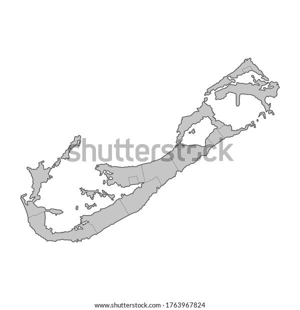 Map Bermuda Divided Regions Outline Map Stock Vector (Royalty Free ...