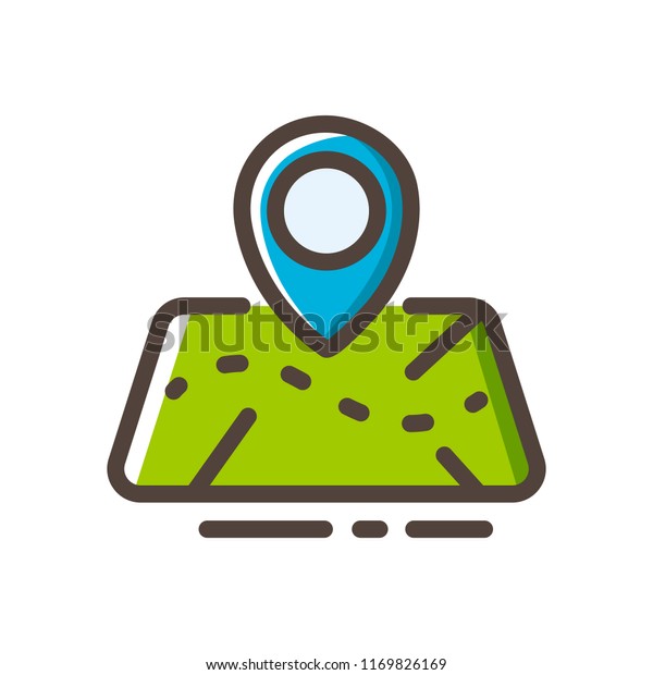 Map Blue Pin Icon Line Color Stock Vector (Royalty Free) 1169826169 ...