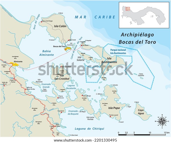 Map Bocas Del Toro Archipelago Panama Stock Vector (Royalty Free ... Map Bocas Del Toro Archipelago Panama Stock Vector (Royalty Free ...