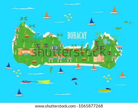 Map Boracay Island Aklan Philippines Cartoon Stock Vector (Royalty Free ...