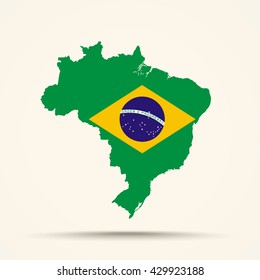 Map Brazil Brazil Flag Colors Stock Vector (Royalty Free) 429923188 ...