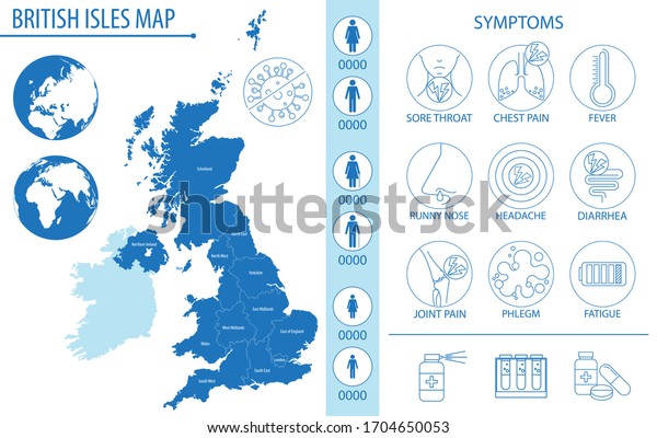 Map British Isles Pictograms Symptom Icons Stock Vector (Royalty Free ...