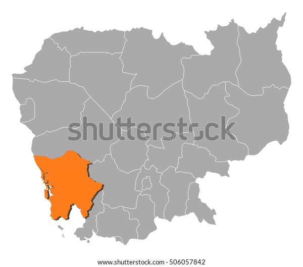 Map Cambodia Koh Kong Stock Vector (Royalty Free) 506057842