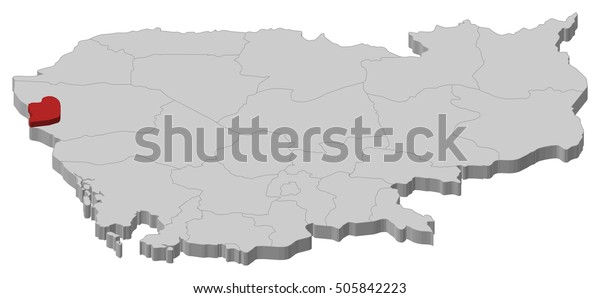 Map Cambodia Pailin 3dillustration: เวกเตอร์สต็อก (ปลอดค่าลิขสิทธิ์ ...