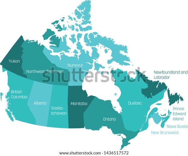 Map Canada Divided Into 10 Provinces Stock Vector (Royalty Free) 1436517572