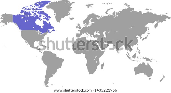 Map Canada Highlighted Blue On World: เวกเตอร์สต็อก (ปลอดค่าลิขสิทธิ์ ...
