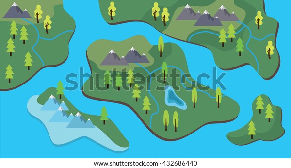 Map Cartoon Flat Style Land Sea Stock Vector (Royalty Free) 432686440 ...