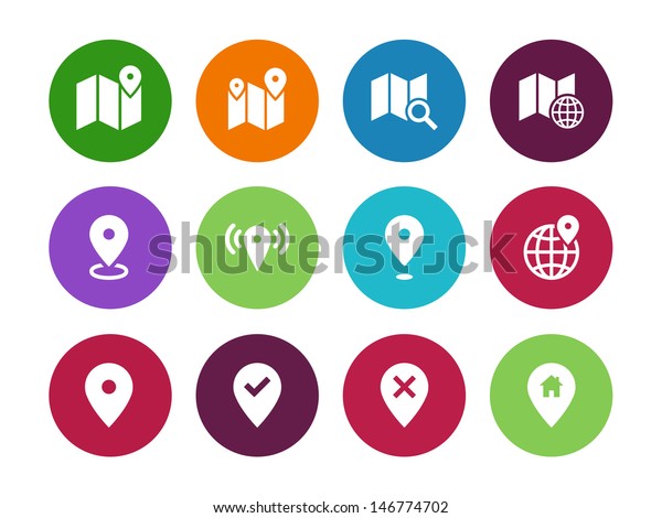 Map Circle Icons On White Background Stock Vector (Royalty Free ...