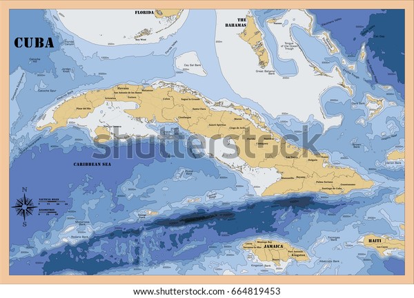 Map Cuba Sea Depths Layers Stock Vector (Royalty Free) 664819453 ...