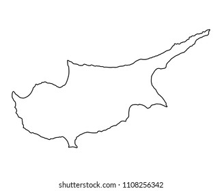 Cyprus Map Vector Line Contour Silhouette Stock Vector (Royalty Free ...