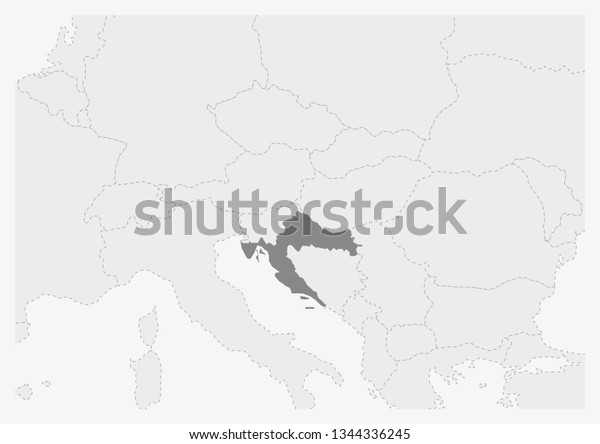 Map Europe Highlighted Croatia Map Gray Stock Vector (Royalty Free ...