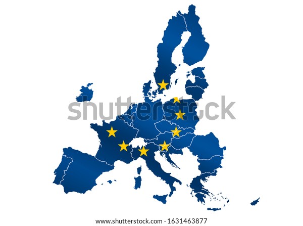 Map of European Union in 2020 without United Kingdom after Brexit