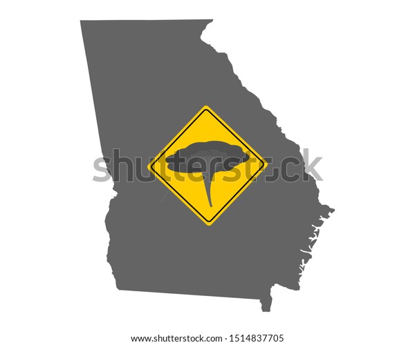 Map Georgia Traffic Sign Tornado Warning Stock Vector (Royalty Free ...