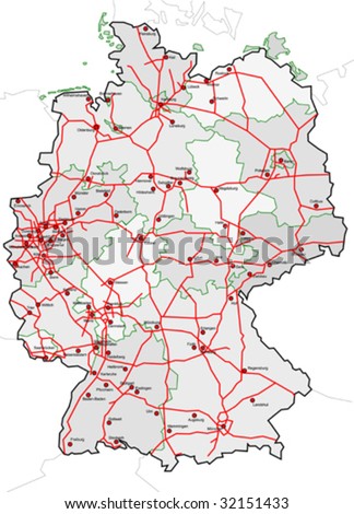 Map Germany Cities Country Autobahn Stock Vector (Royalty Free ...