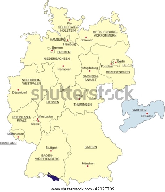 Map Germany National Boundaries National Capitals Stock Vector (Royalty ...