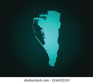 Gibraltar Vector Map Silhouette Isolated High Stock Vector (Royalty ...