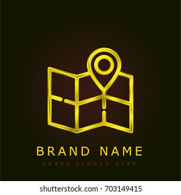 Map Golden Metallic Logo Stock Vector (Royalty Free) 703149415 ...