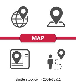 Map Gps Icons Professional Pixel Perfect Stock Vector (Royalty Free ...