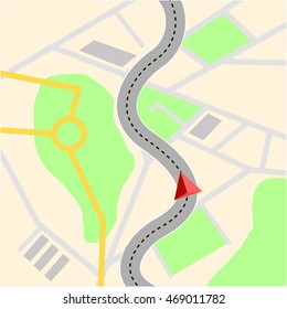 Map Gps Navigator Cursor On Winding: vector de stock (libre de regalías ...