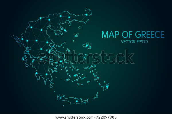 Map Greece Glowing Point Lines Scales Stock Vector (Royalty Free ...
