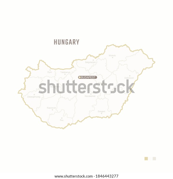 Map Hungary Border Cities Capital Budapest Stock Vector (Royalty Free ...