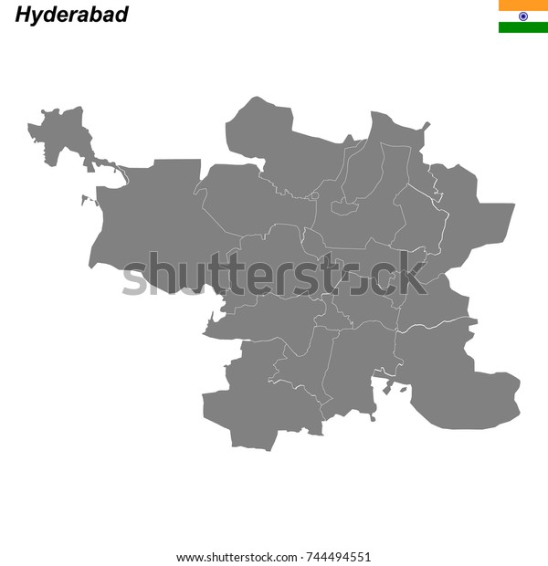 Map Hyderabad City Borders Districts Stock Vector (Royalty Free) 744494551