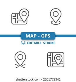 Map Icons Gps Destination Location Navigation Stock Vector (Royalty ...